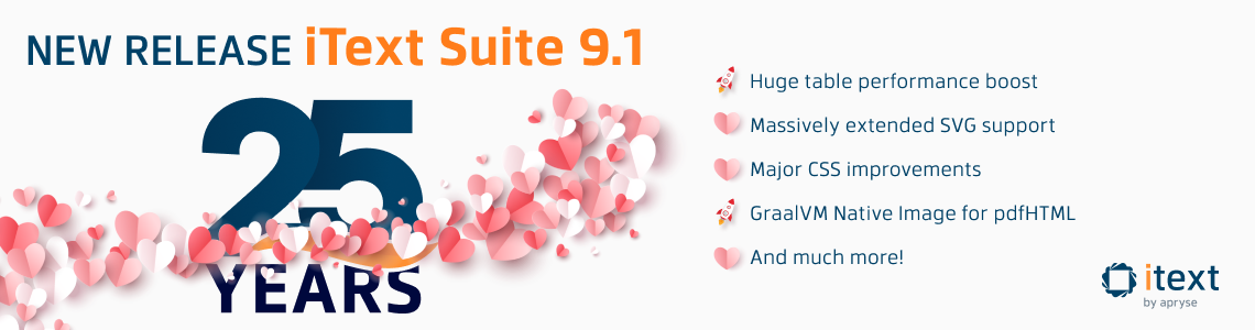 iText Suite 9.1リリース：iTextは25周年を迎えました - worldsoft BLOG